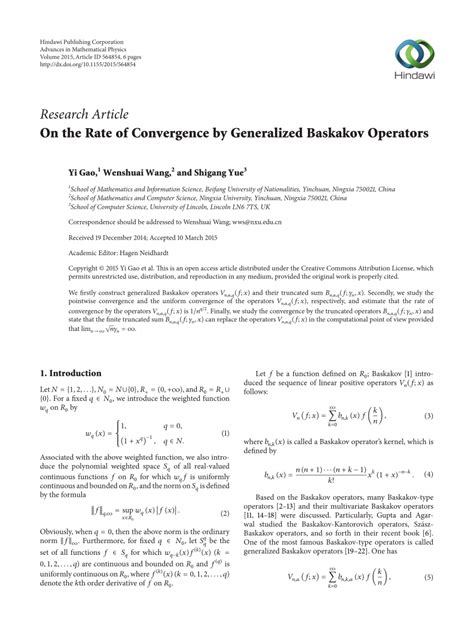 Pdf On The Rate Of Convergence By Generalized Baskakov Operators