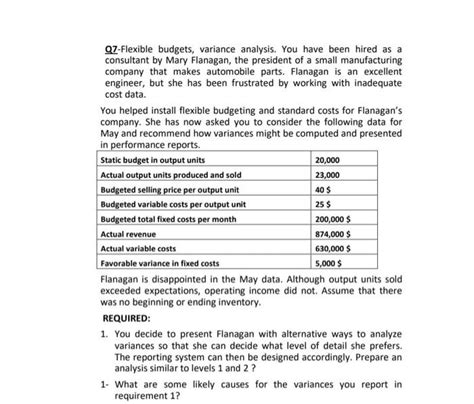 Solved Q7 Flexible Budgets Variance Analysis You Have Been