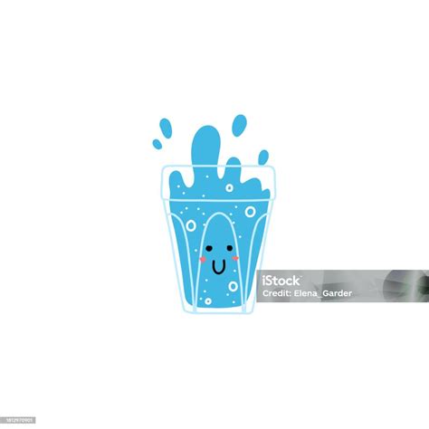 귀여운 물 유리 손으로 그린 재미있는 해독 개념입니다 낙서 에코 벡터 일러스트 레이 션 각얼음에 대한 스톡 벡터 아트 및 기타 이미지 각얼음 개념 귀여운 Istock