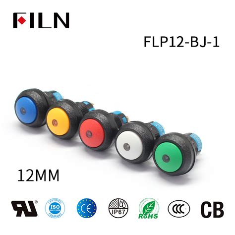 Filn Panel Push Button 12mm Plastic Push Button Switch With Light