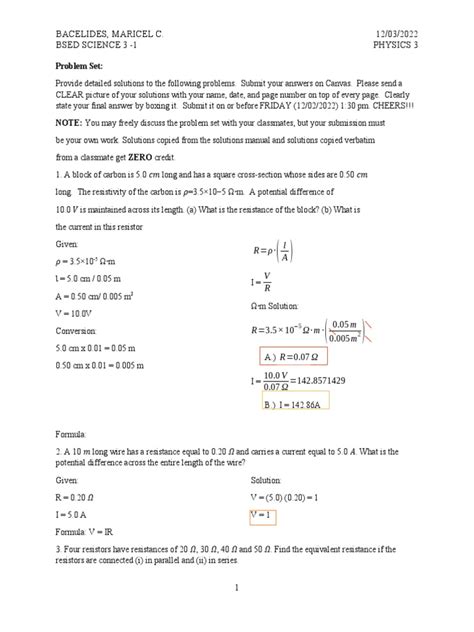 Problem Set Pdf Electromagnetism Electrical Engineering