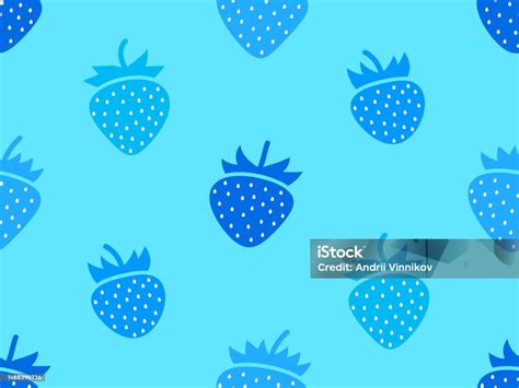 블루 딸기 원활한 패턴입니다 씨를 가진 파란 딸기입니다 팁이있는 달콤한 딸기 포스터 포장지 및 월페이퍼를 디자인합니다 벡터 그림 패턴에 대한 스톡 벡터 아트 및 기타 이미지
