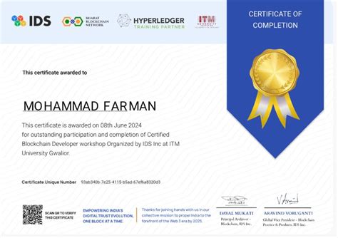 Mohammad Farman On Linkedin Blockchain Hyperledger Certification