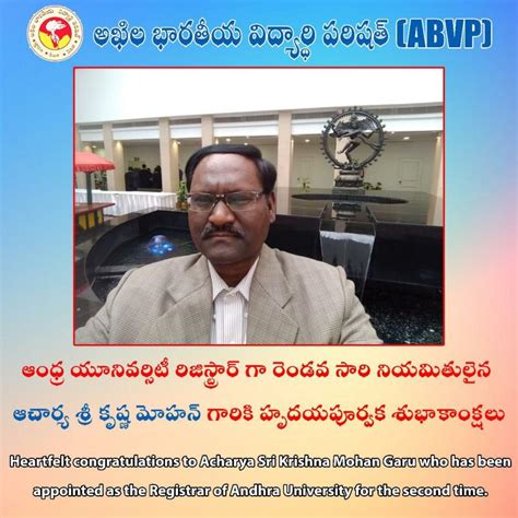 Krishnamohan Vaddadi On Linkedin Greetings Received From Abvp 56
