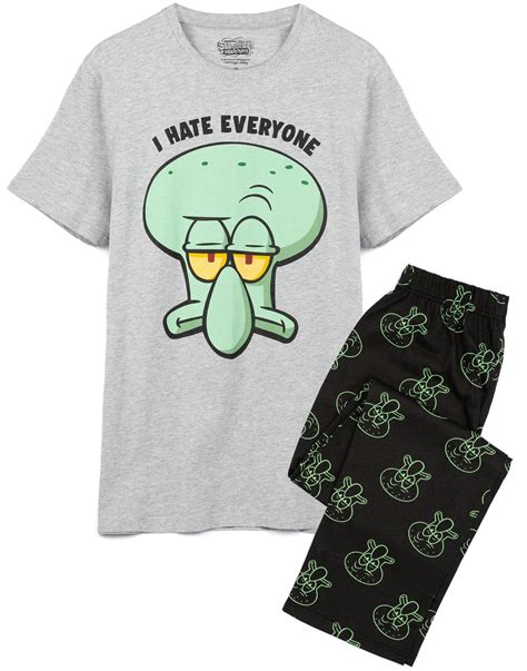 Spongebob Squarepants Mens Pyjamas Adults Squidward Pjs Mens Pajamas Spongebob Pajama Set