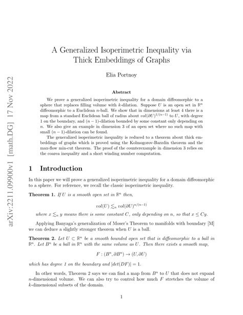 Pdf A Generalized Isoperimetric Inequality Via Thick Embeddings Of Graphs