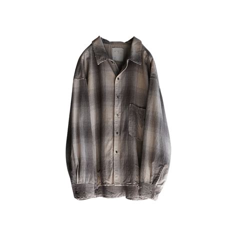 안셀름 데미지 플란넬 체크 셔츠 아이보리 블랙 Ancellm Kream