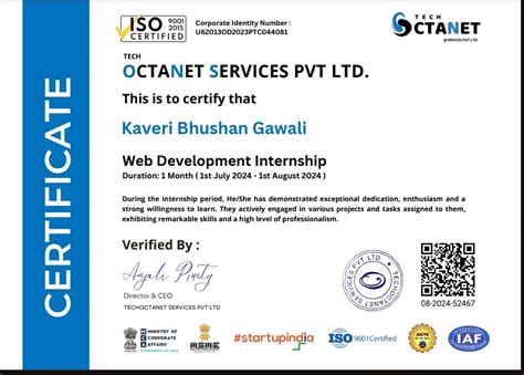 Kaveri Gawali On Linkedin Octanate Internship Webdevelopment Careergrowth