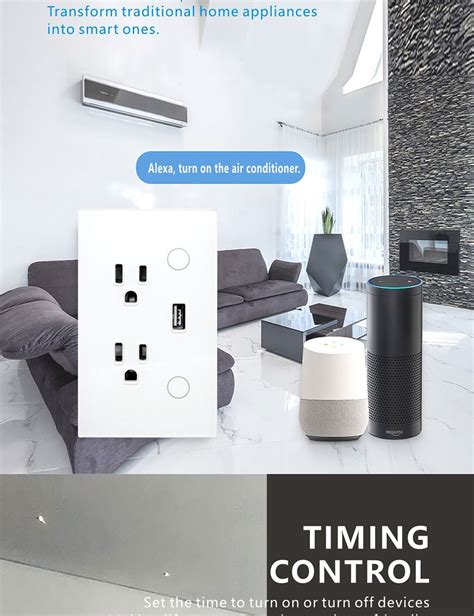 US Standard Dual Smart Socket USB Charger Voice App Control Suppliers Manufacturers