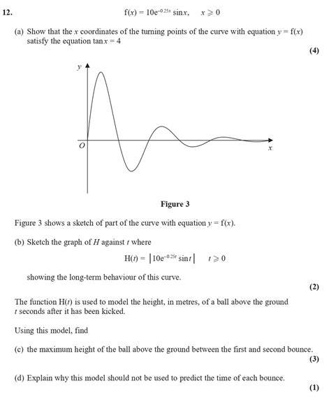 A Level Edexcel Maths Pure Trigonometric Equations 12 A Show That The X Coordi