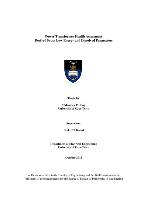 Pdf Power Transformer Health Assessment Derived From Low Energy And