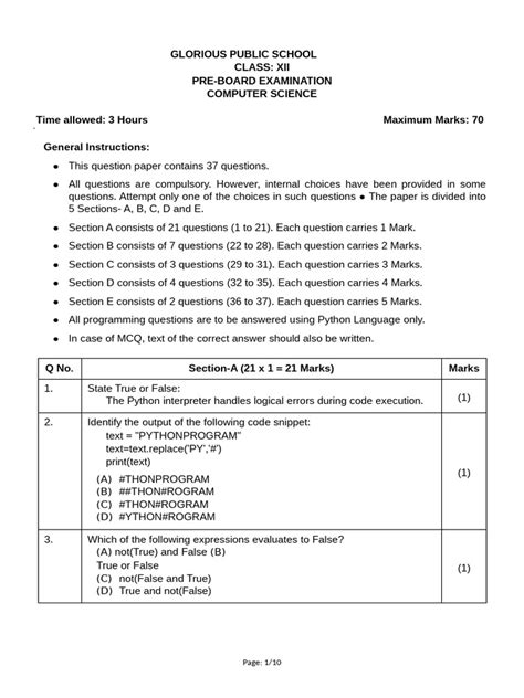 Cs Class 12 Pre Board Pdf Computer Network Computing