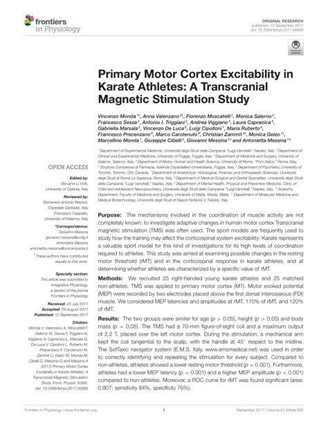 Pdf Primary Motor Cortex Excitability In Karate Athletes A Transcranial Magnetic Stimulation