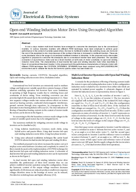 Pdf Open End Winding Induction Motor Drive Using Decoupled Algorithm