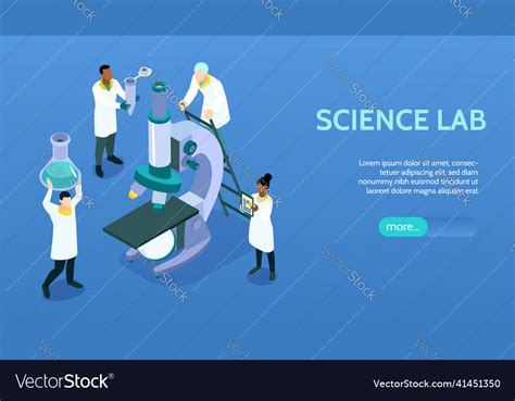 Isometric Science Laboratory Horizontal Banner Vector Image