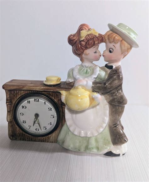 Vintage Ceramic Clock Featuring Babe Well Dressed Couple Clock Broken Etsy