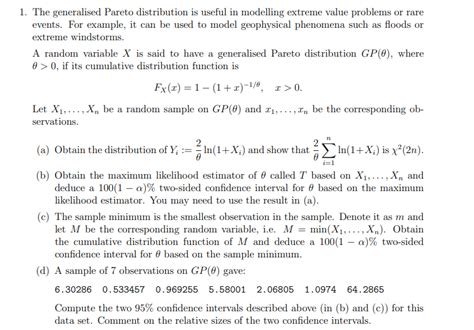 Solved The Generalised Pareto Distribution Is Useful In
