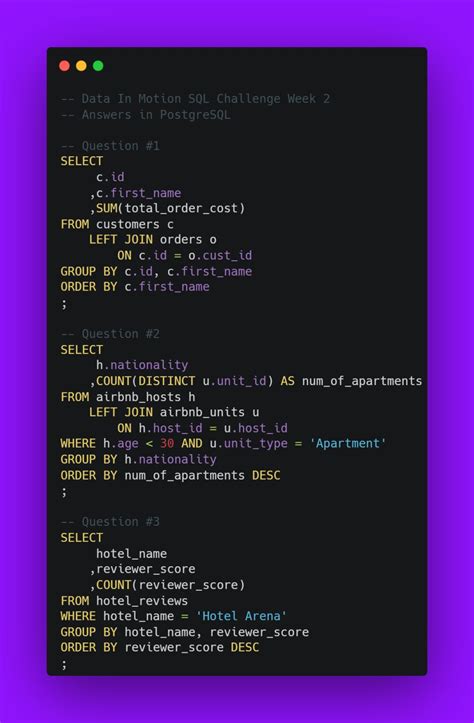 Damon W On Linkedin Sql Challenge Week 2 From Data In Motion Llc Question 2 Was Interesting