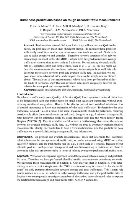 Pdf Burstiness Predictions Based On Rough Network Traffic Measurements