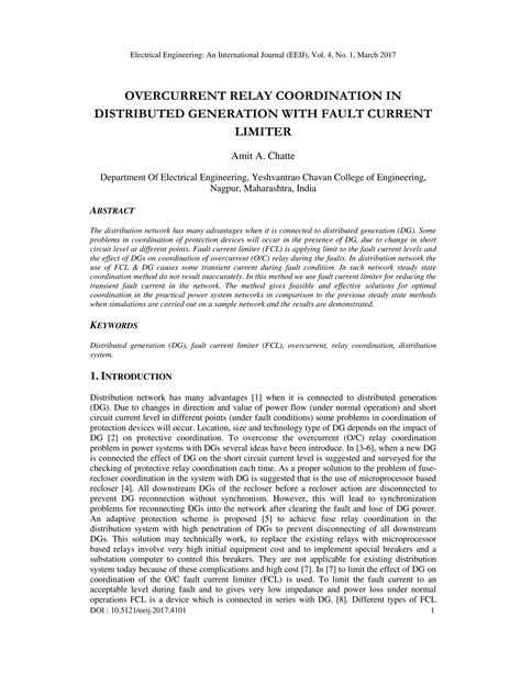 Overcurrent Relay Coordination In Distributed Generation With Fault