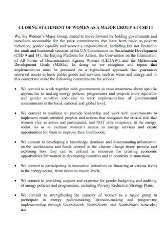 FREE Closing Statement Samples To Download