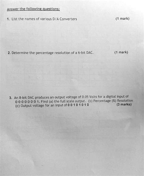 Solved Texts Answer The Following Questions 1 List The Names Of Various Da Converters 1