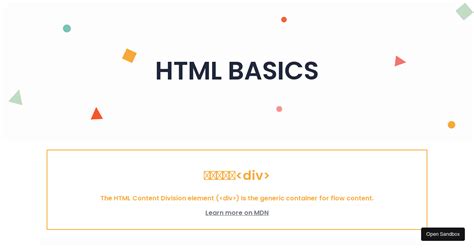 HTML5 Basics Codesandbox