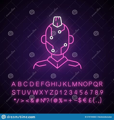 Face Microcircuit Neon Light Icon Stock Vector Illustration Of Illuminated Glow 219194666