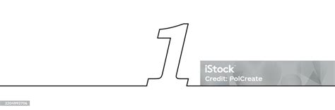 하나의 기호에 대한 단일 선 그리기입니다 한 줄 아이콘입니다 연속 줄 첫 번째 숫자 아이콘입니다 벡터 일러스트 레이 션 0에 대한 스톡 벡터 아트 및 기타 이미지 Istock