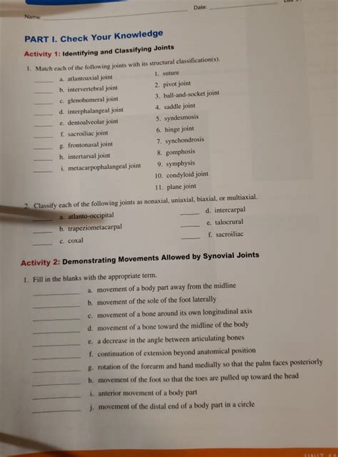 Solved Date Name PART I Check Your Knowledge Activity 1 Chegg Com