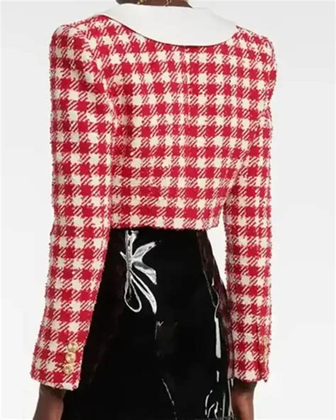 Ted Lasso Season 3 Keeley Jones Red Checked Cropped Jacket William Jacket