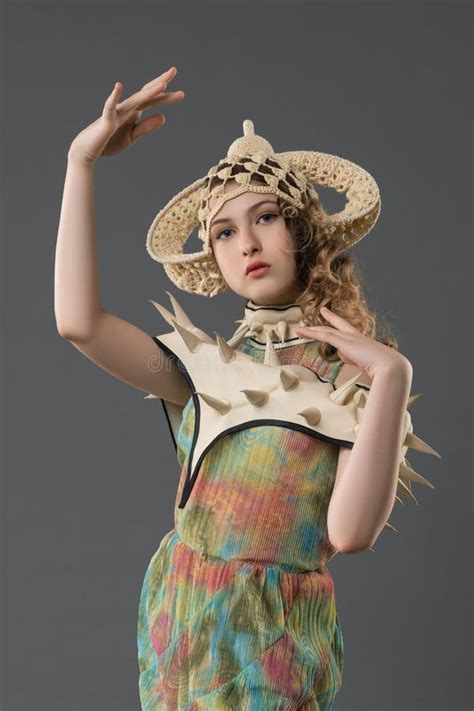 Fashion Model Showcases Unique Avant Garde Outfit With Striking