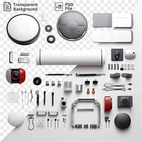 Premium Psd Isolated High Tech Security System Components Set On A Isolated Background