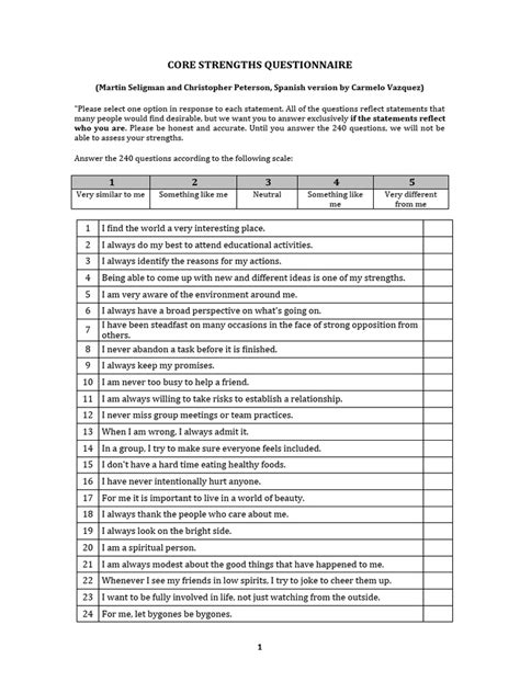 Personal Strengths Questionnaire Pdf Courage Emotions