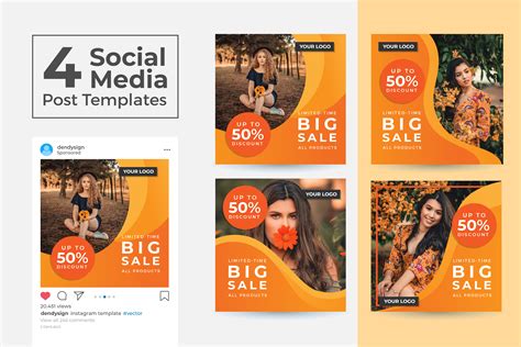 Social Media Post Template Vol 48 Graphic By Dendysign · Creative Fabrica