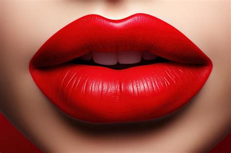Hermosos Labios Rojos Aislados Sobre Fondo Blanco Foto Premium