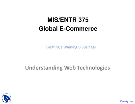 Understanding Web Technologies E Commerce Lecture Slides Docsity
