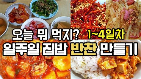 일주일 반찬만들기 1~4일차 오늘 뭐 먹지 집밥 메뉴 밑반찬 고민 끝 오이고추된장무침닭볶음탕진미채볶음감자소시지볶음단무지무침 식비절약하는 일주일식단 Youtube