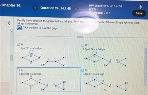 Solved Identify Three Edges In The Graph That Are Bridges
