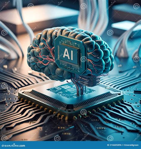 Ai Artificial Intelligence 3d Brain Chipset On Circuit Board Stock Illustration Illustration