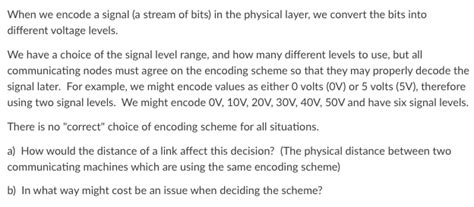 Solved When We Encode A Signal A Stream Of Bits In The Chegg