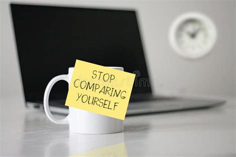 Stop Comparing Yourself Is Shown Using The Text On The Sticker Stock