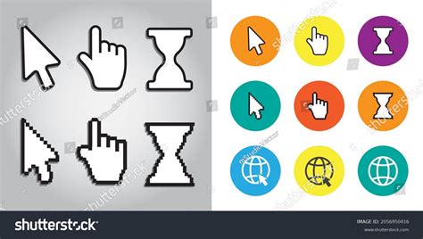 픽셀 커서 아이콘 마우스 손 화살표마우스 스톡 일러스트 2056950416 Shutterstock