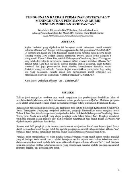 Penggunaan Kaedah Permainan Detektif Ali Pdf Pdf