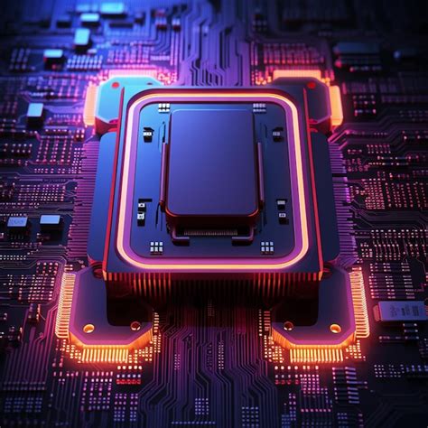 Premium Ai Image Central Computer Processor With Neon Lights Integrated Microchip Circuit