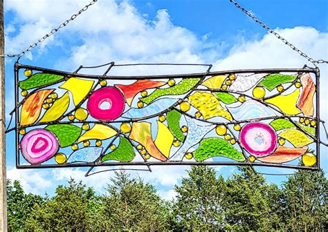 Modern Wall Art Glass And Metal Art Stained Glass Hanging Window Panel