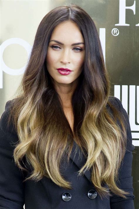 Megan Fox Wavy Dark Brown Loose Waves Ombré Two Tone Hairstyle