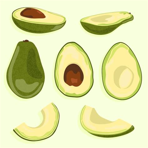 Premium Vector Whole Ripe Avocado And Cut Into Pieces With Or Without