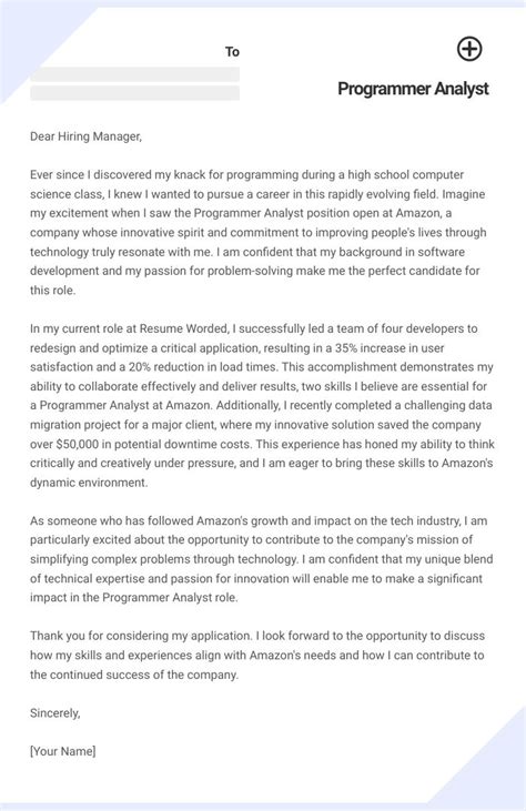 14 Programmer Analyst Cover Letter Examples Plus Recruiter Insights
