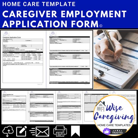 Caregiver Employee Application Form Template